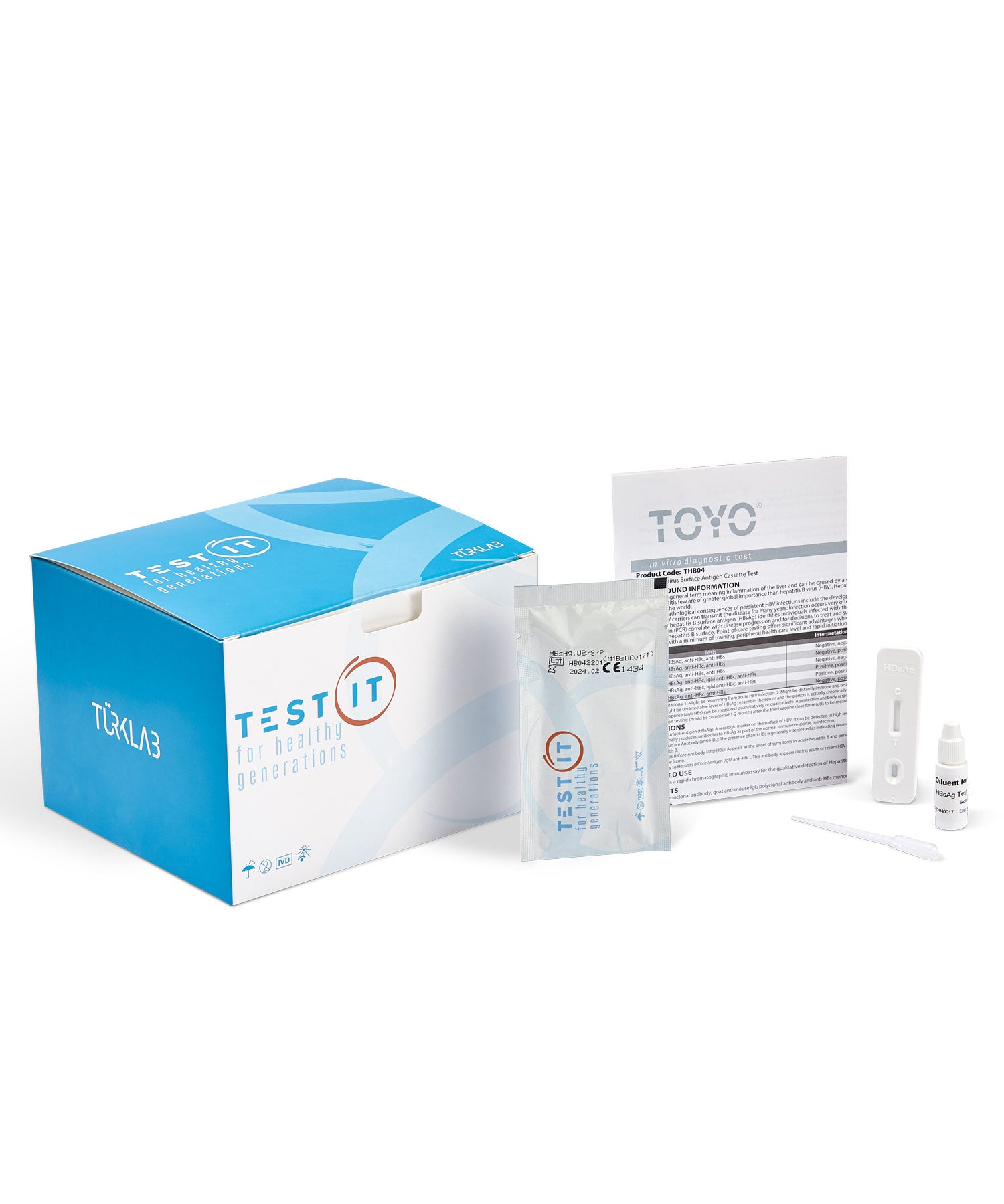 Test-IT HBsAg Test - 40 Tests Box for Professional Use Only - WB/S/P